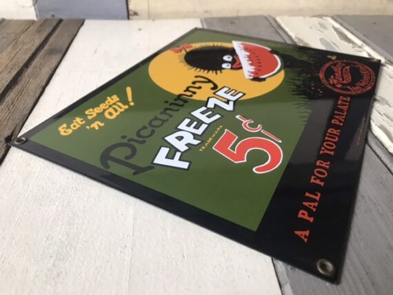 Picaninny Freeze enamel advertising sign 1987 Rooney USA - Vintage Man ...